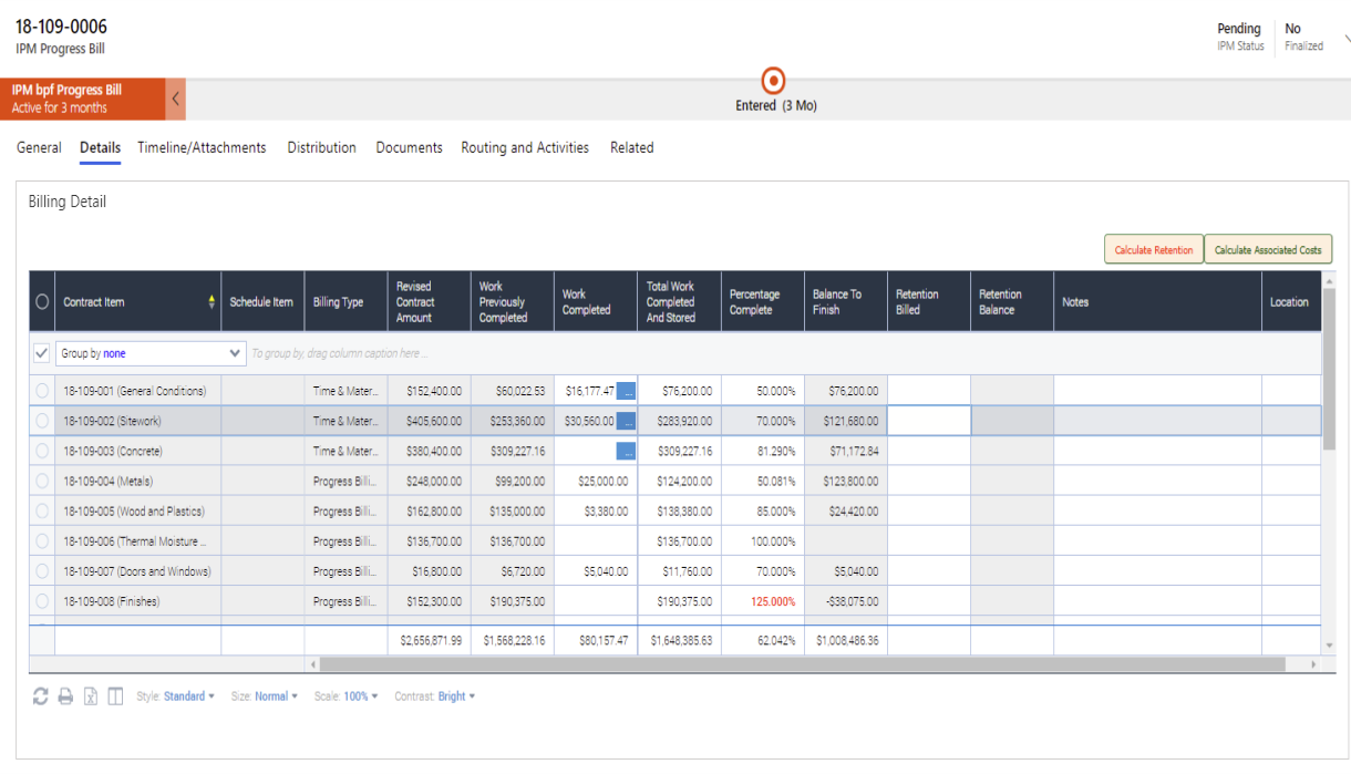 Progress Billing - Components