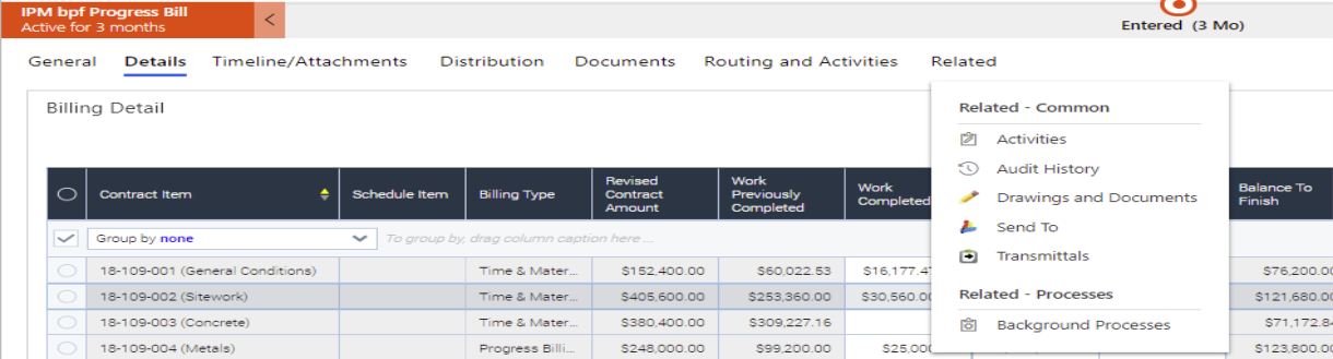 Progress Billing - Components